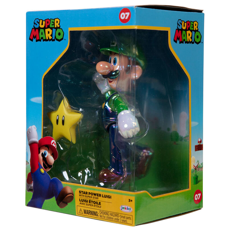 Super Mario Bros Luigi Star Power figura 10cm | Fanbase webshop